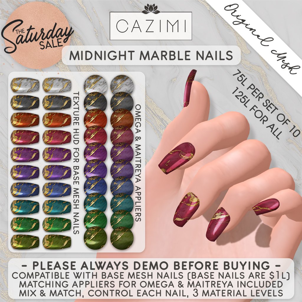 Midnight Marble Nails for Saturday Sale – CAZIMI